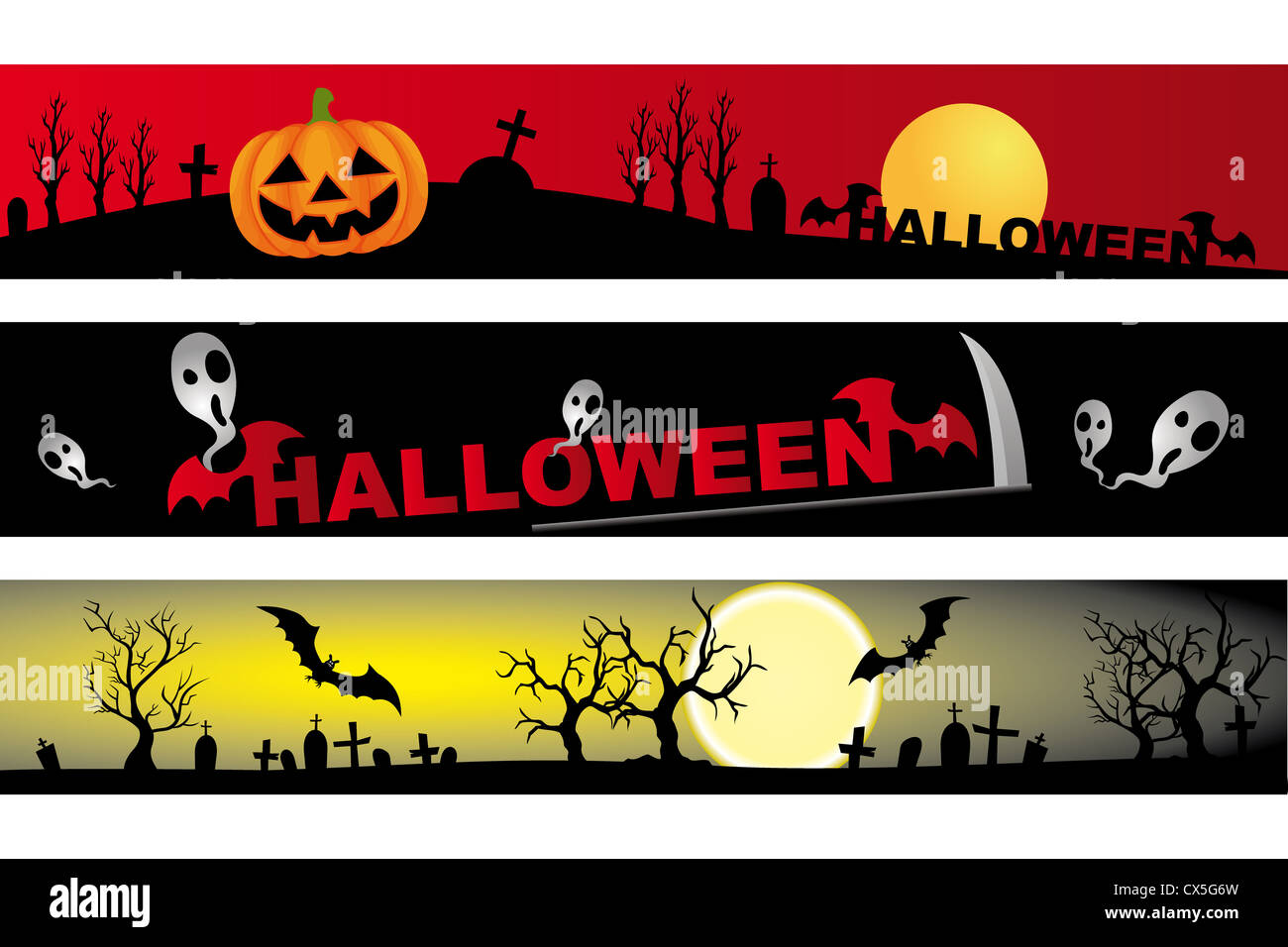 3 different designs for Halloween - banner with Halloween design ...