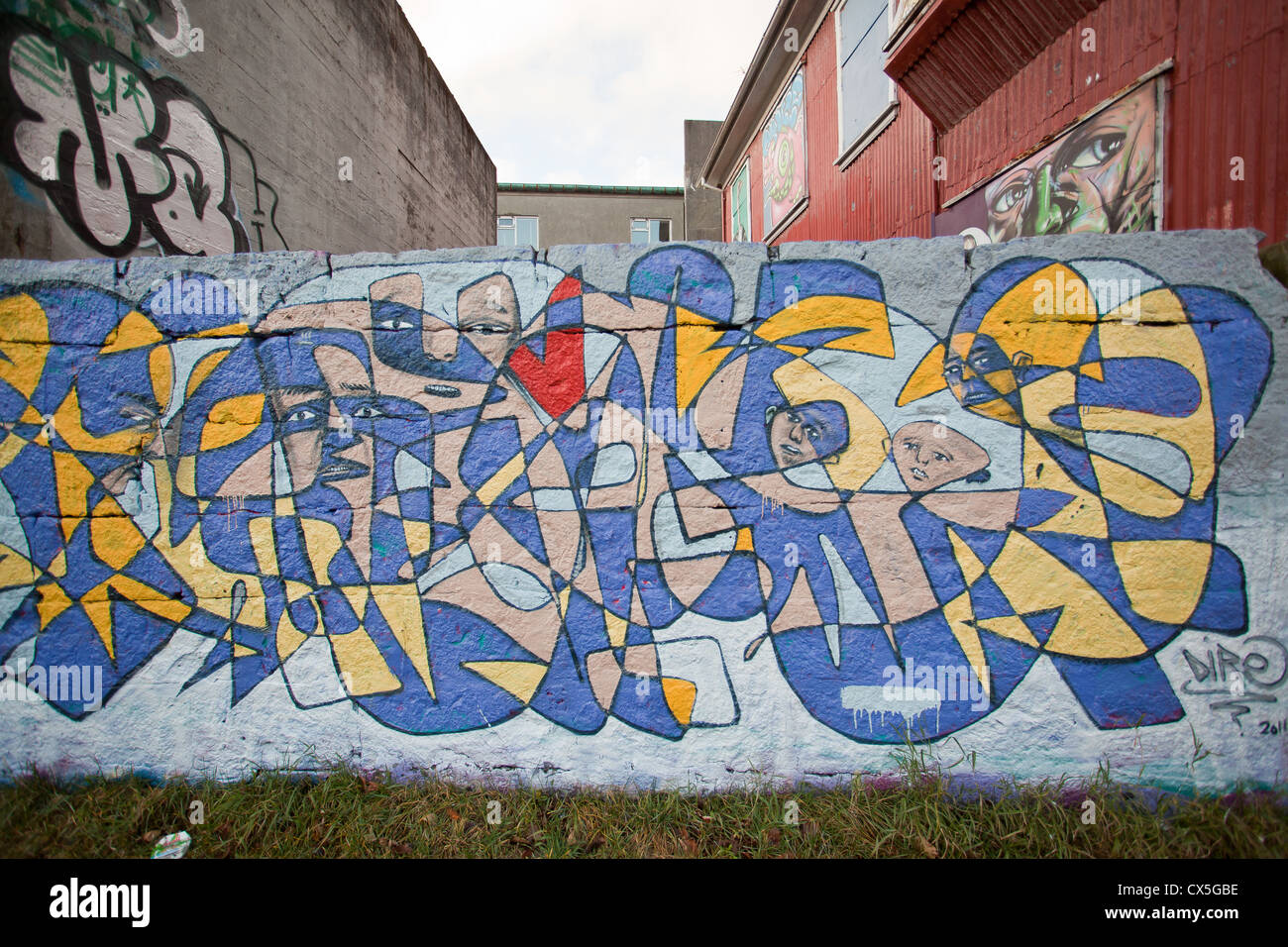 Colorful graffiti on the wall, Reykjavík, Iceland, Europe Stock Photo ...