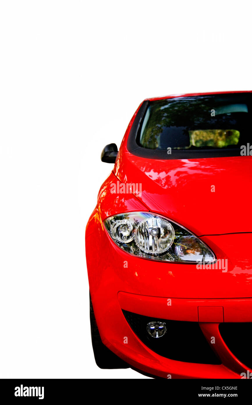 Red car isolated on white Stock Photo - Alamy
