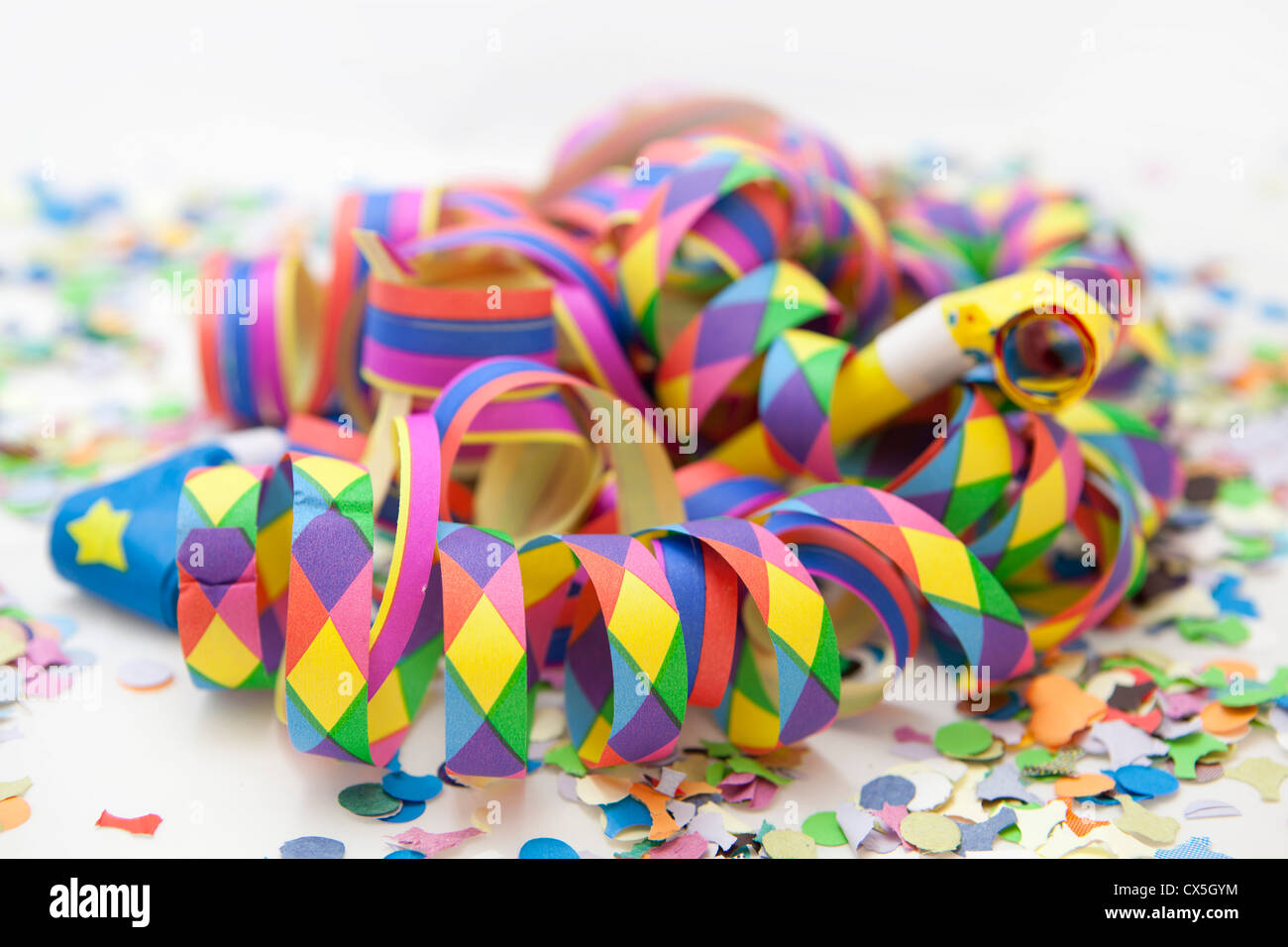 Colorful carnival background with stripes and whistle Stock Photo - Alamy
