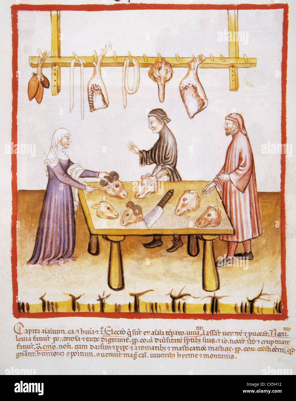 Tacuinum Sanitatis. 14th century. Medieval handbook of health. Butchery ...