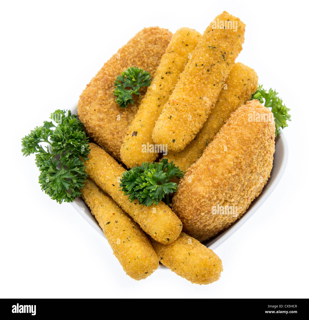 Different sorts of fried Cheese isolated on white background Stock ...