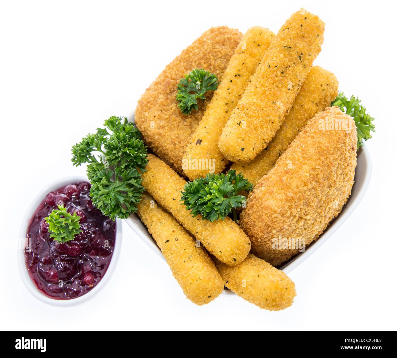 Different sorts of fried Cheese isolated on white background Stock ...