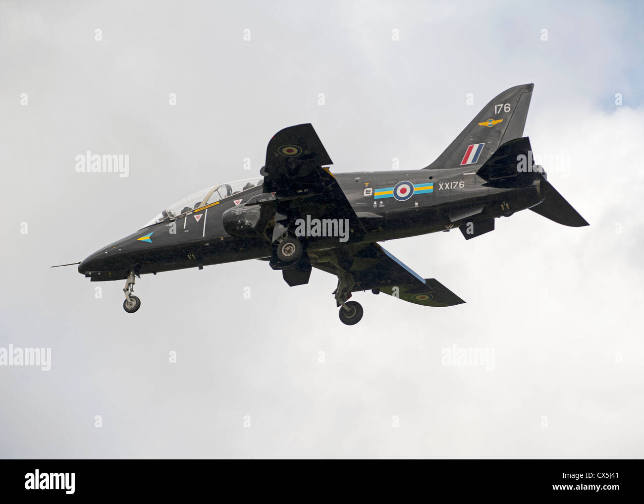 RAF HS Hawk T1W on RAF Lossiemouth airfield Approach. SCO 8501 Stock ...