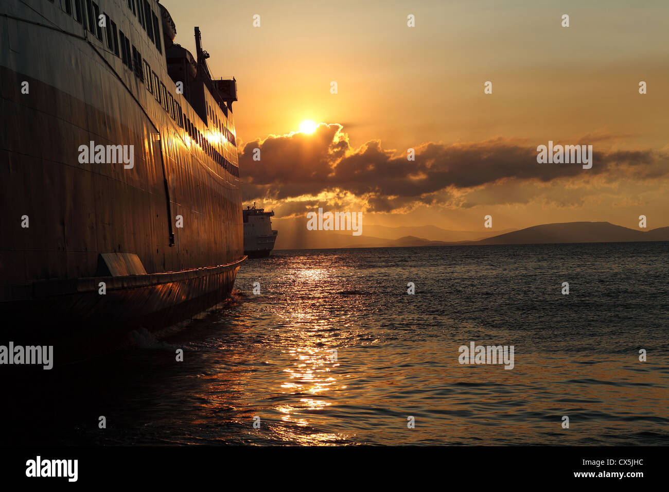 cruise ship and sea at the sunset time Stock Photo - Alamy