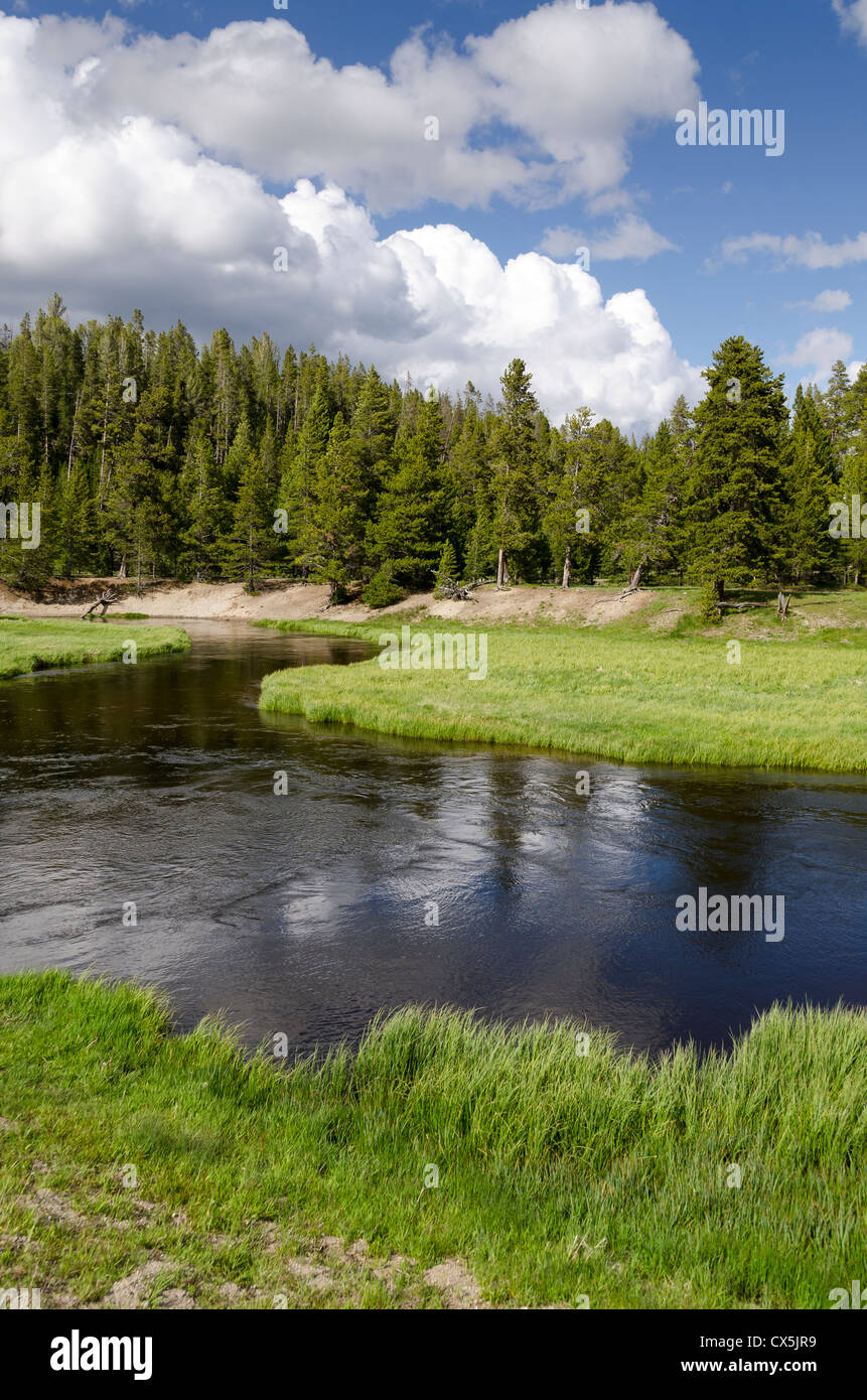 stretch of the river in Yellowstone National Park in Wyoming in the ...