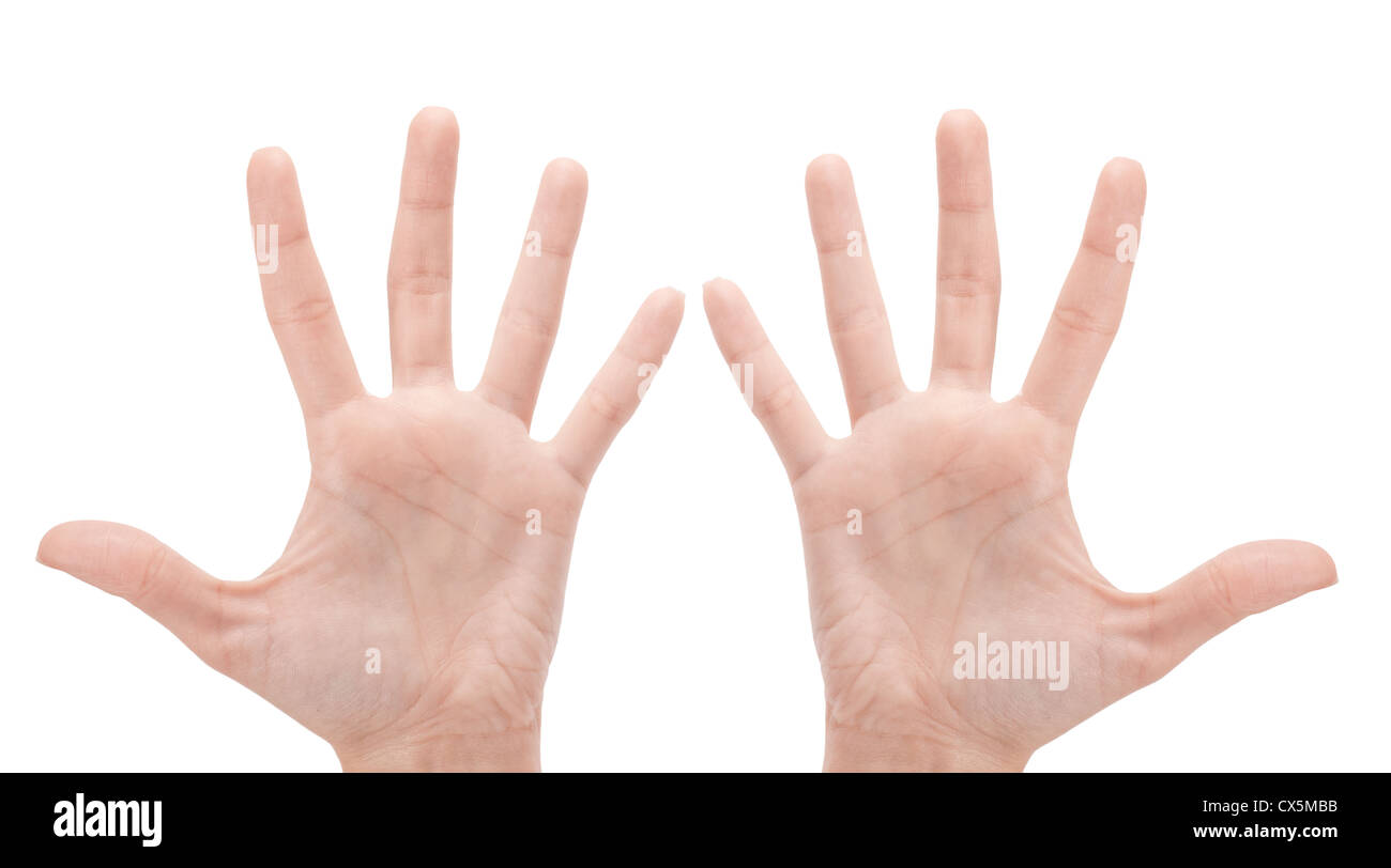 Open woman hand or number five isolated on white Stock Photo - Alamy