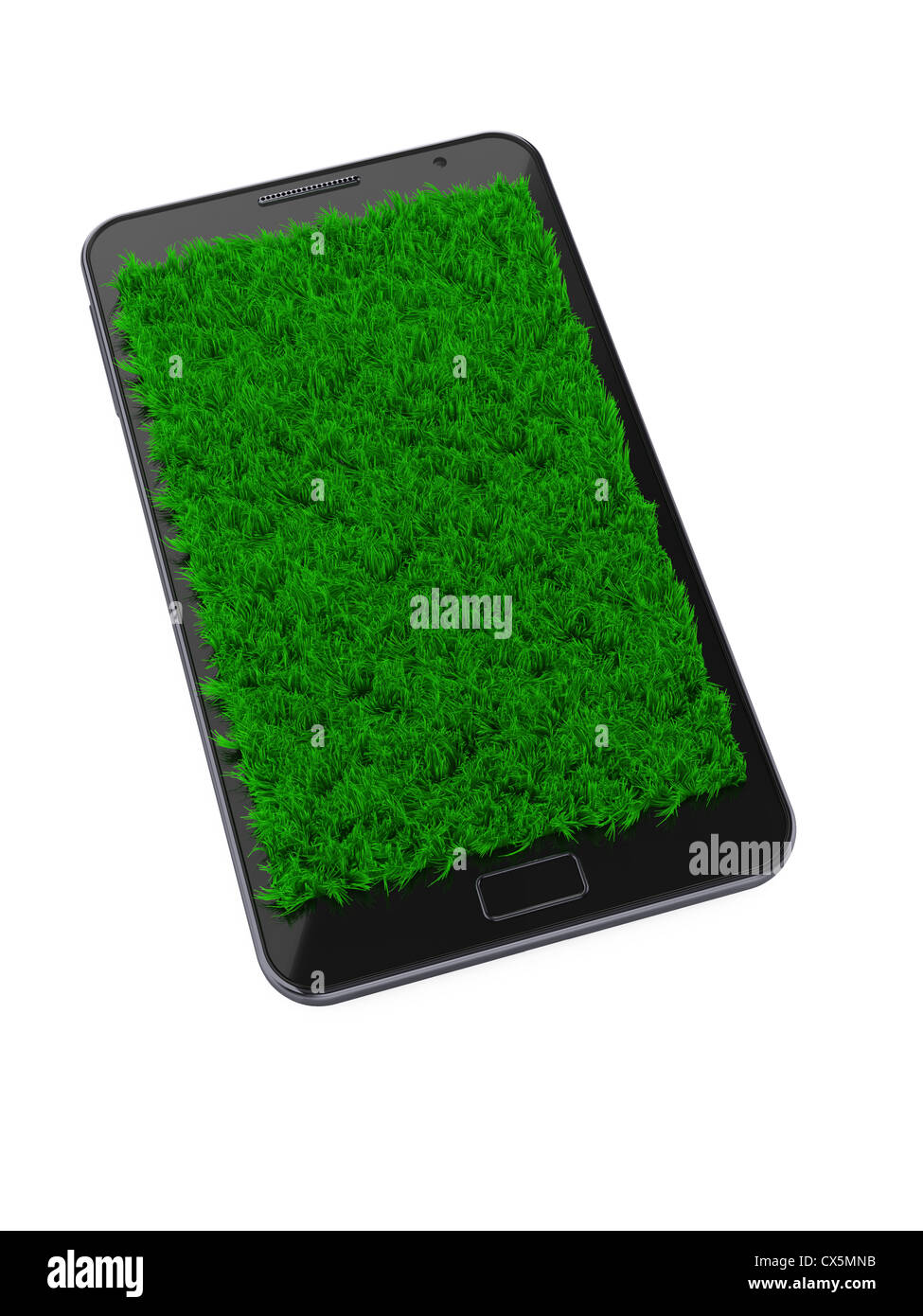 3d illustration of mobile phone with grass over screen Stock Photo - Alamy