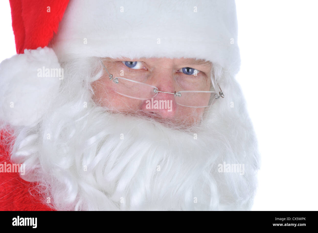 Close up portrait of Santa Claus isolated on white background ...