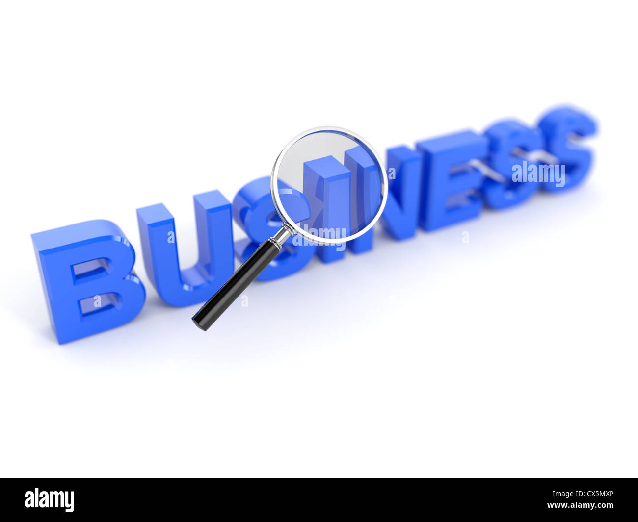 3d render of business word with magnifying glass Stock Photo - Alamy