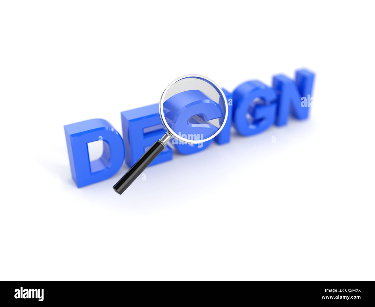 3d render of design word with magnifying glass Stock Photo - Alamy