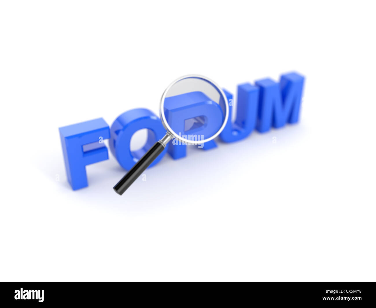 3d render of forum word with magnifying glass Stock Photo - Alamy