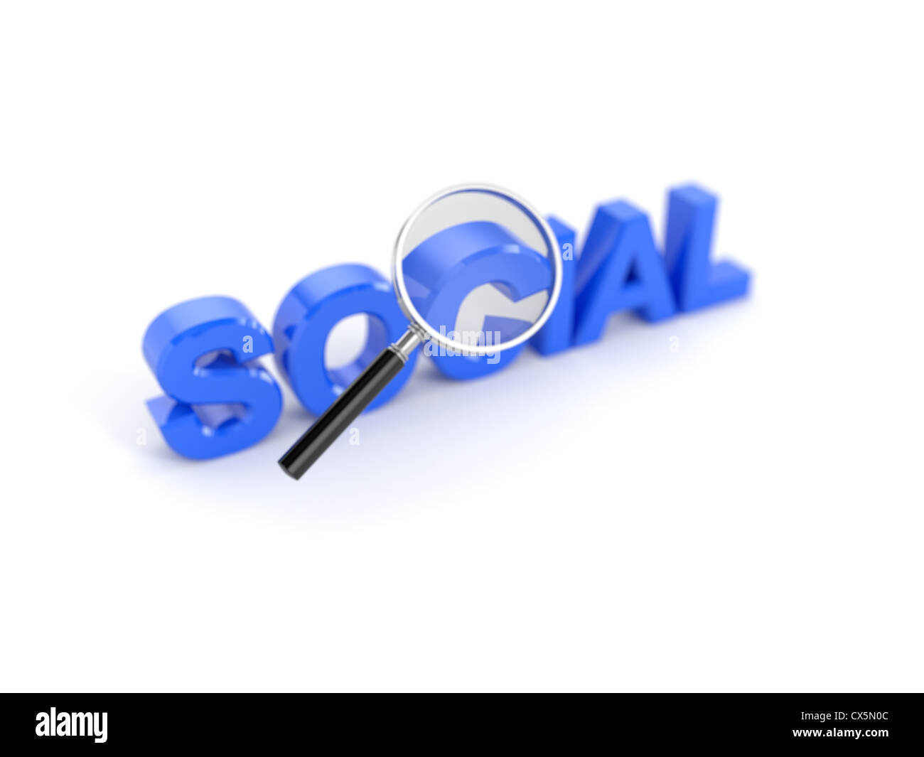 3d render of social word with magnifying glass Stock Photo - Alamy