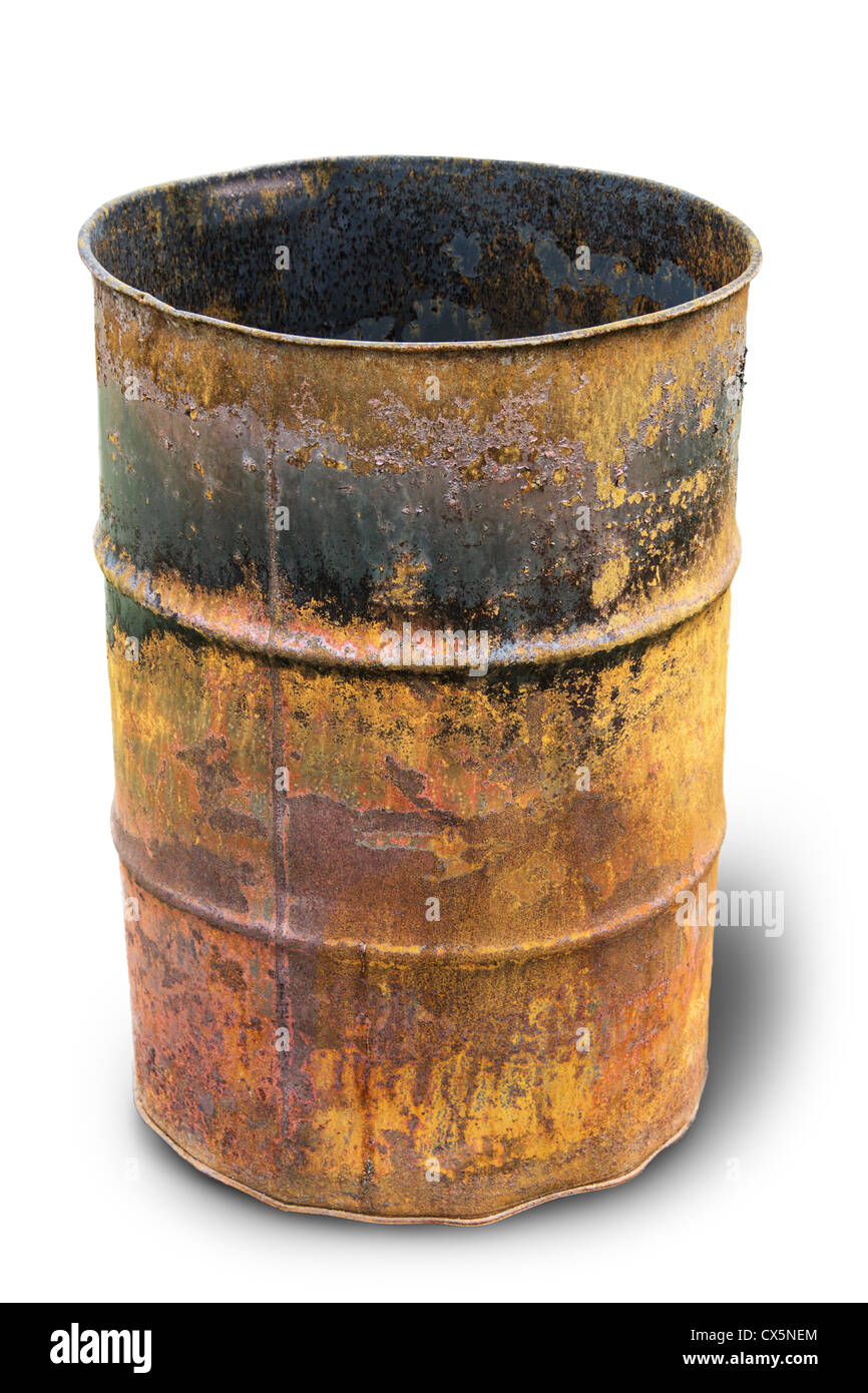 rusty barrel isolated on white with shadow Stock Photo - Alamy