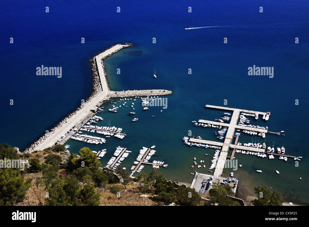 Boats moored at the marina on the Mar Tirreno Cefalu Sicily, Italy ...