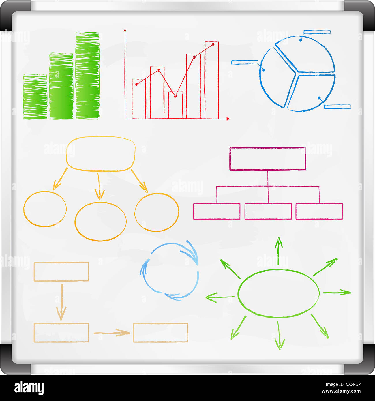 Whiteboard with graphs and diagrams, vector eps10 illustration Stock ...