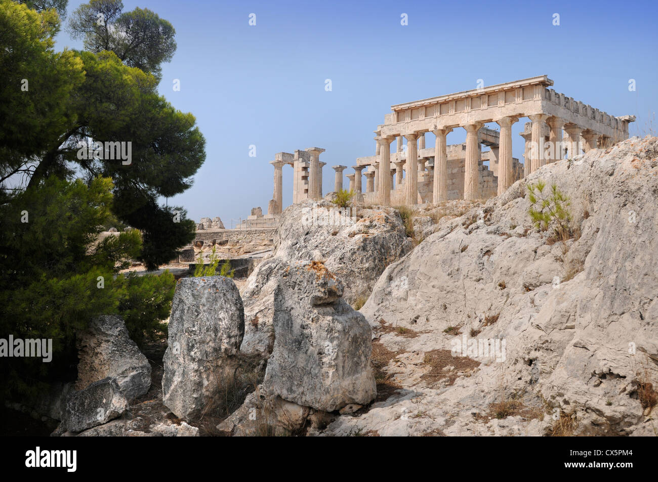 The Temple of Aphaia or Afea on the greek island of Aegina Stock Photo ...