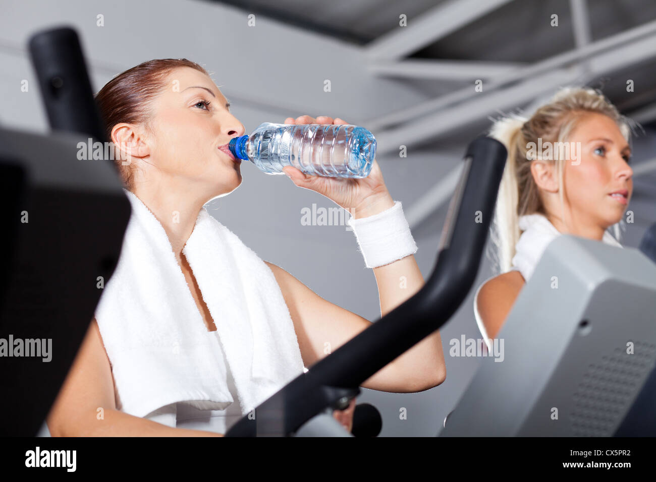 Women Bottled Water While Exercising