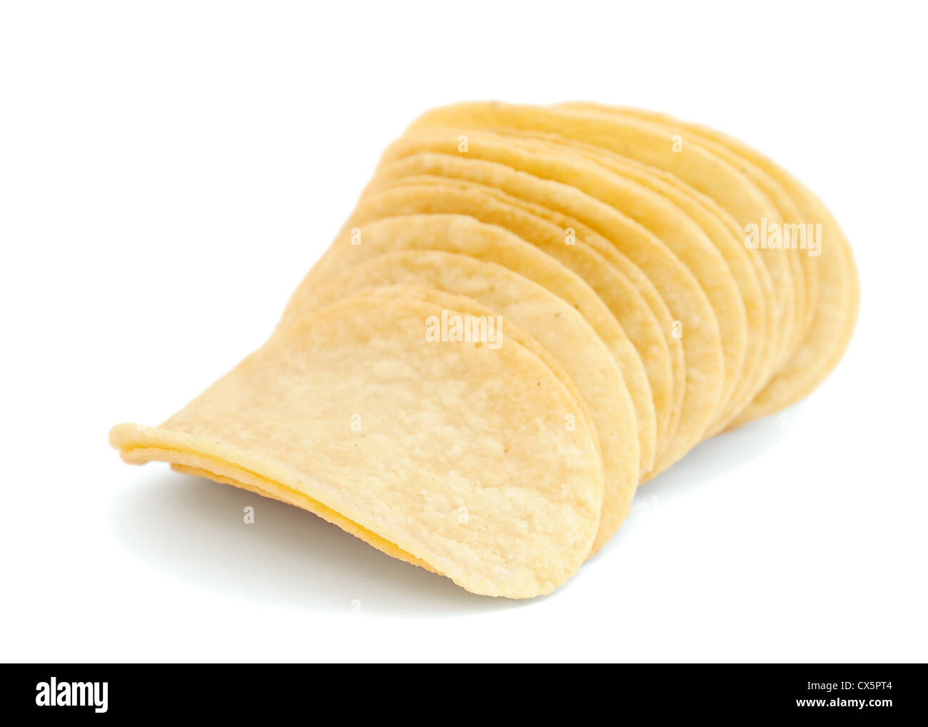 Stack of potato chips isolated on white background Stock Photo - Alamy