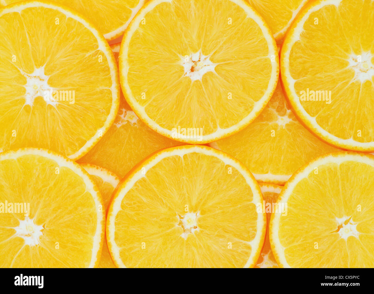 Slices of an orange, top view Stock Photo - Alamy