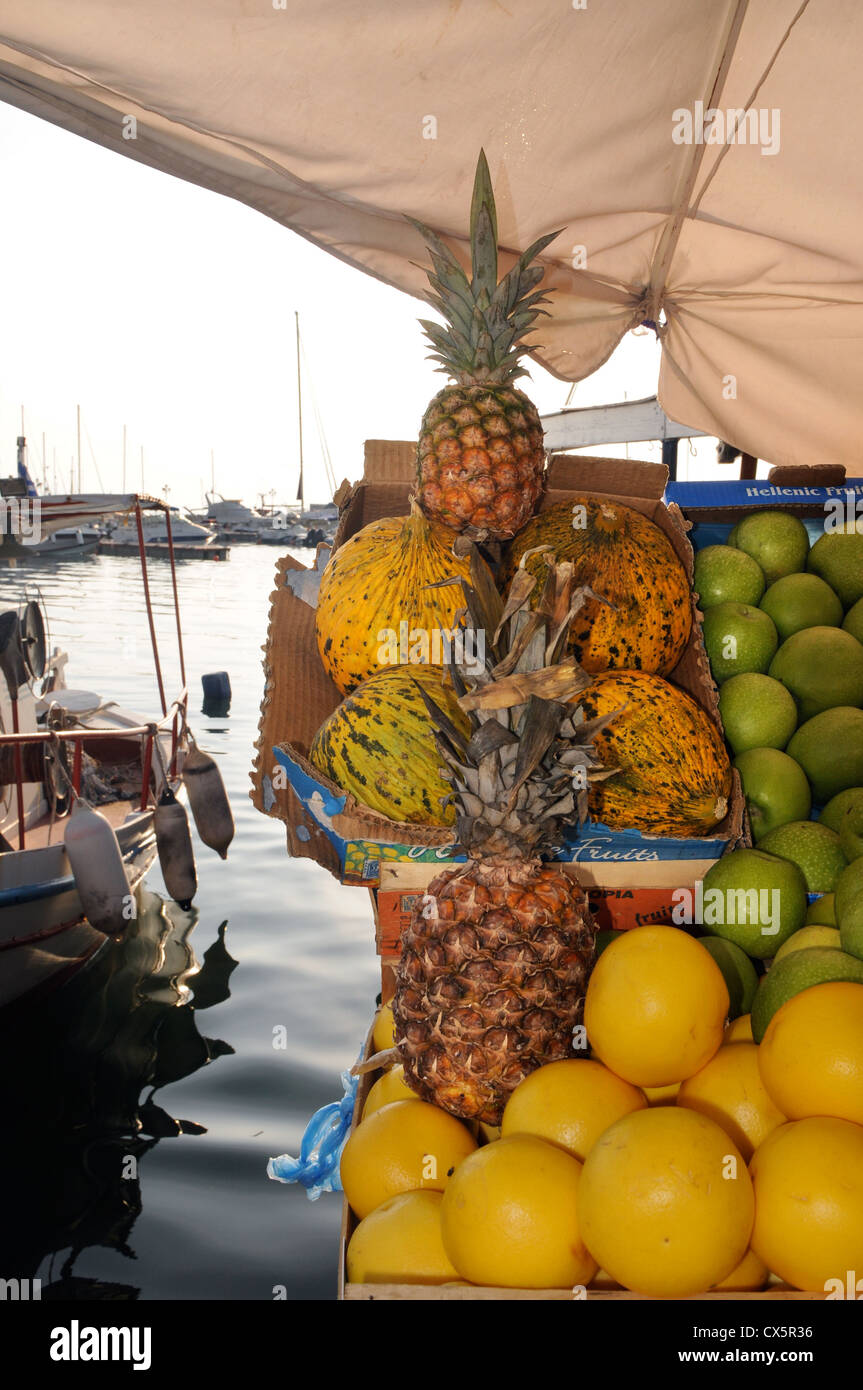 A fruit stall in the port of Aegina town Greece Stock Photo - Alamy