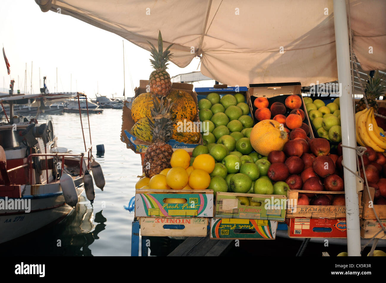 A fruit stall in the port of Aegina town Greece Stock Photo - Alamy