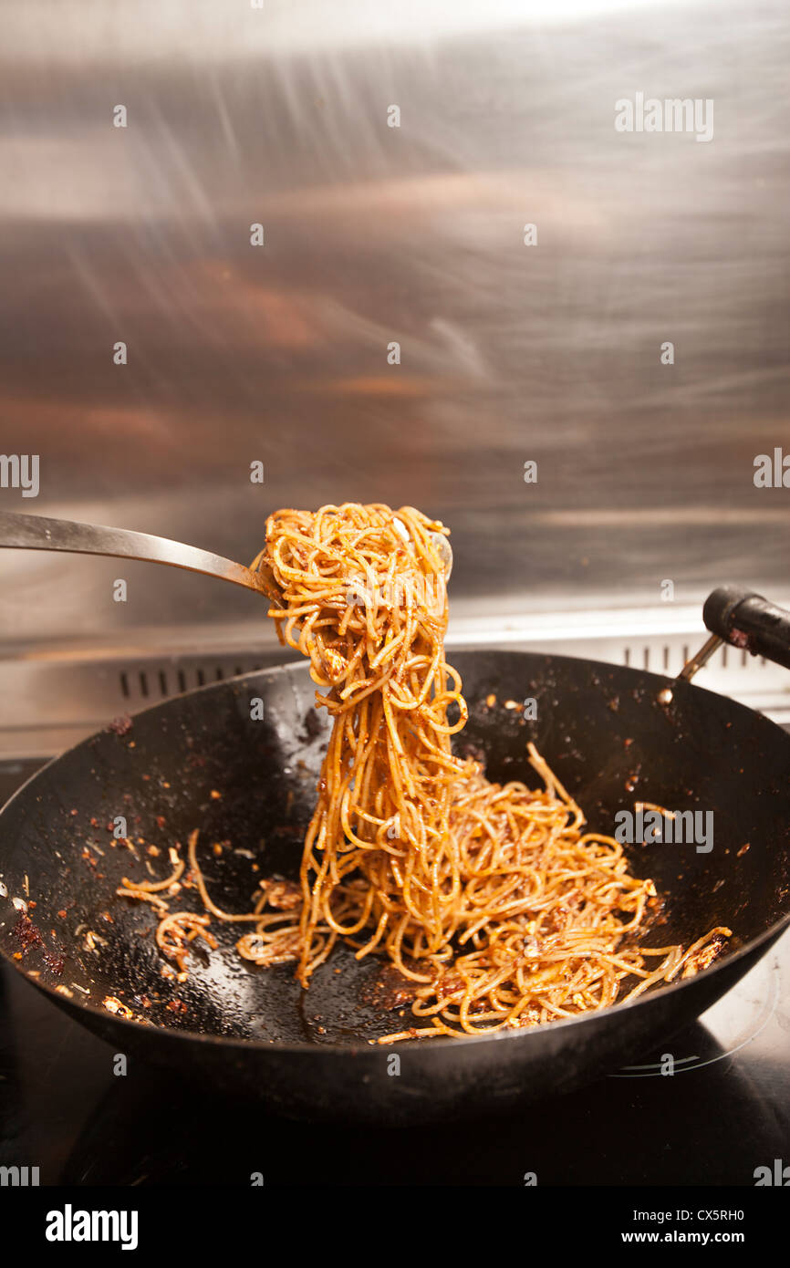 noodles cooked in a wok Stock Photo - Alamy