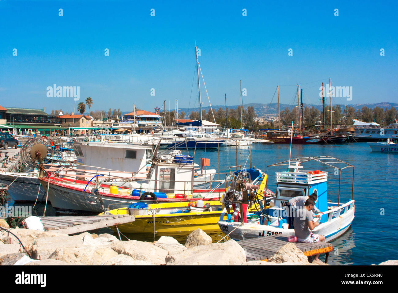 Fishing boats in harbour, Kato Paphos, Cyprus Stock Photo - Alamy
