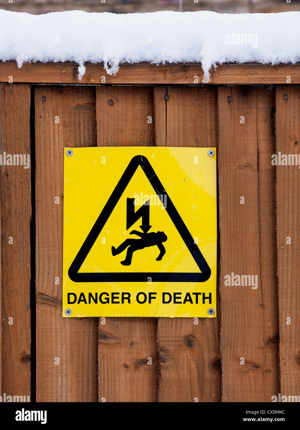 Sign on Electricity box Stock Photo - Alamy