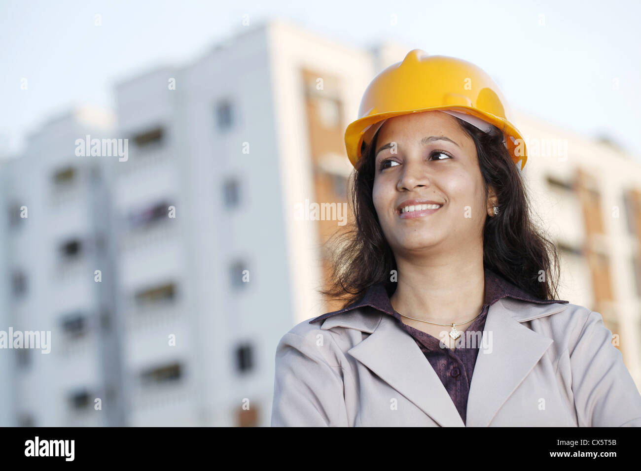 Confident young indian female construction hi-res stock photography and ...