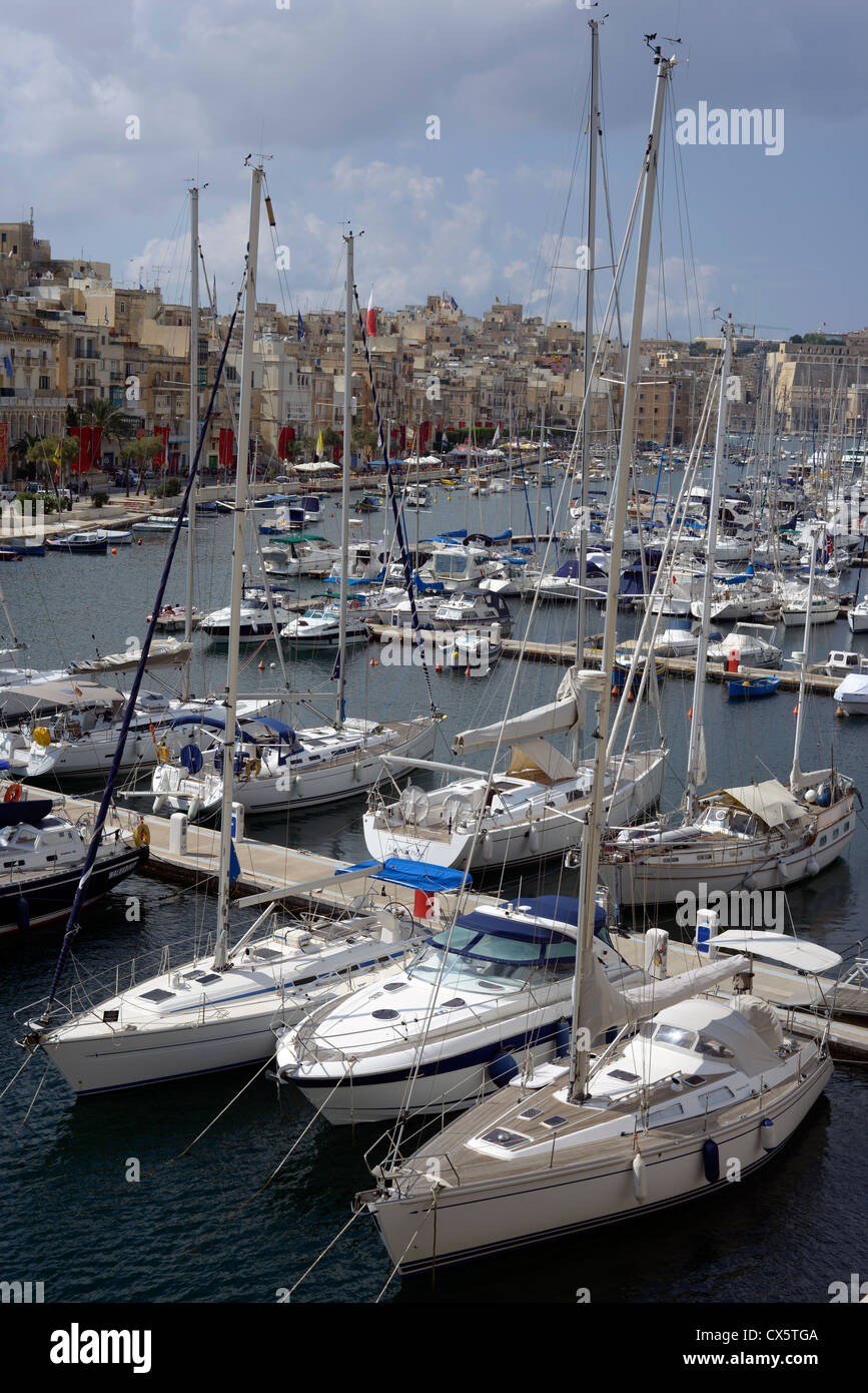 Grand Harbour marina at Birgu, vittoriosa the three cities Malta Stock ...