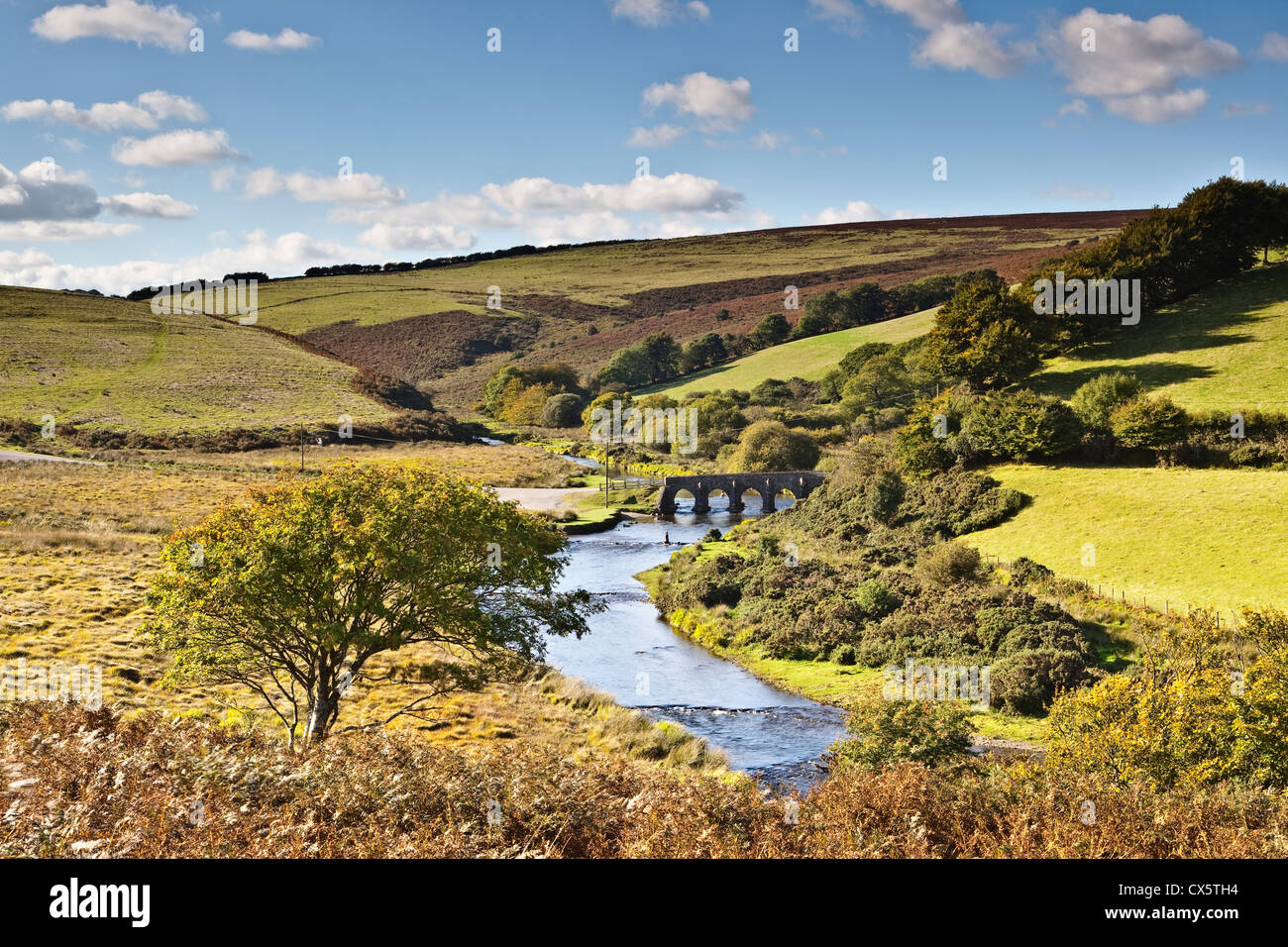 The medieval bridge of Landacre near to the village of Withypool ...