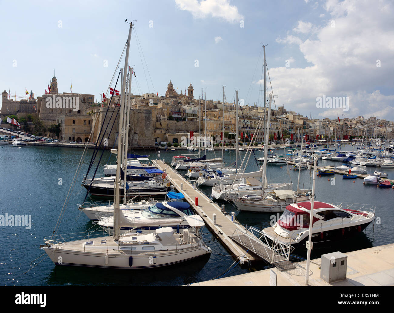 Grand Harbour marina at Birgu, vittoriosa the three cities Malta Stock ...