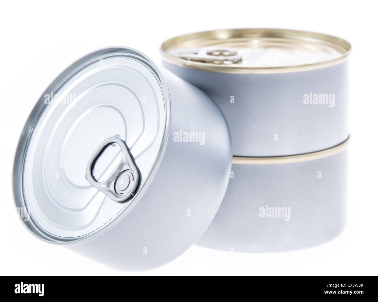 Some Cans isolated on white background Stock Photo - Alamy