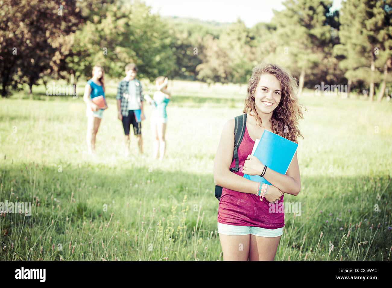 Young Female Student at Park,Italy Stock Photo - Alamy