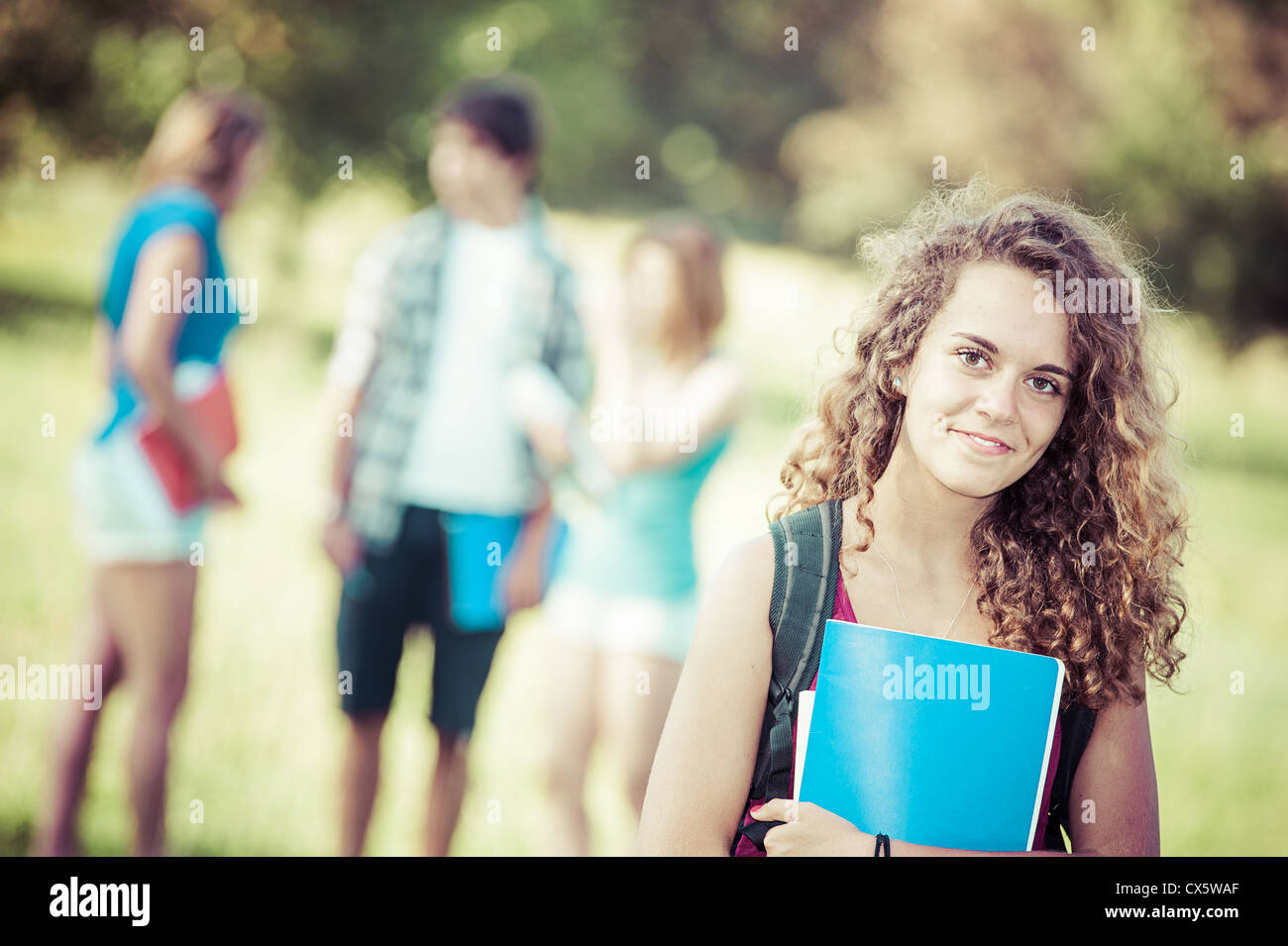 Young Female Student at Park,Italy Stock Photo - Alamy