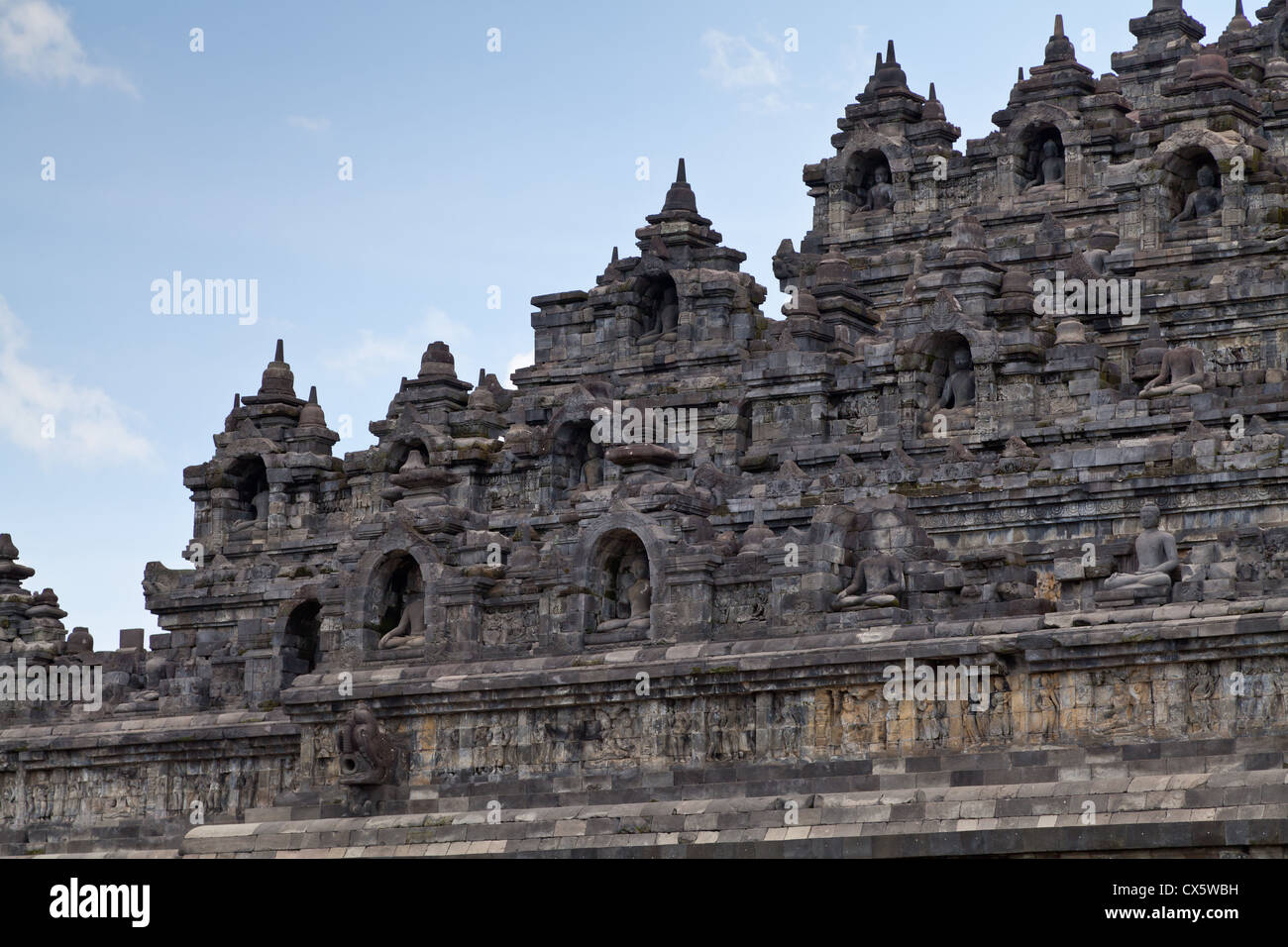 View onto the famous Buddhist Temple Borobudur in Indonesia Stock Photo ...