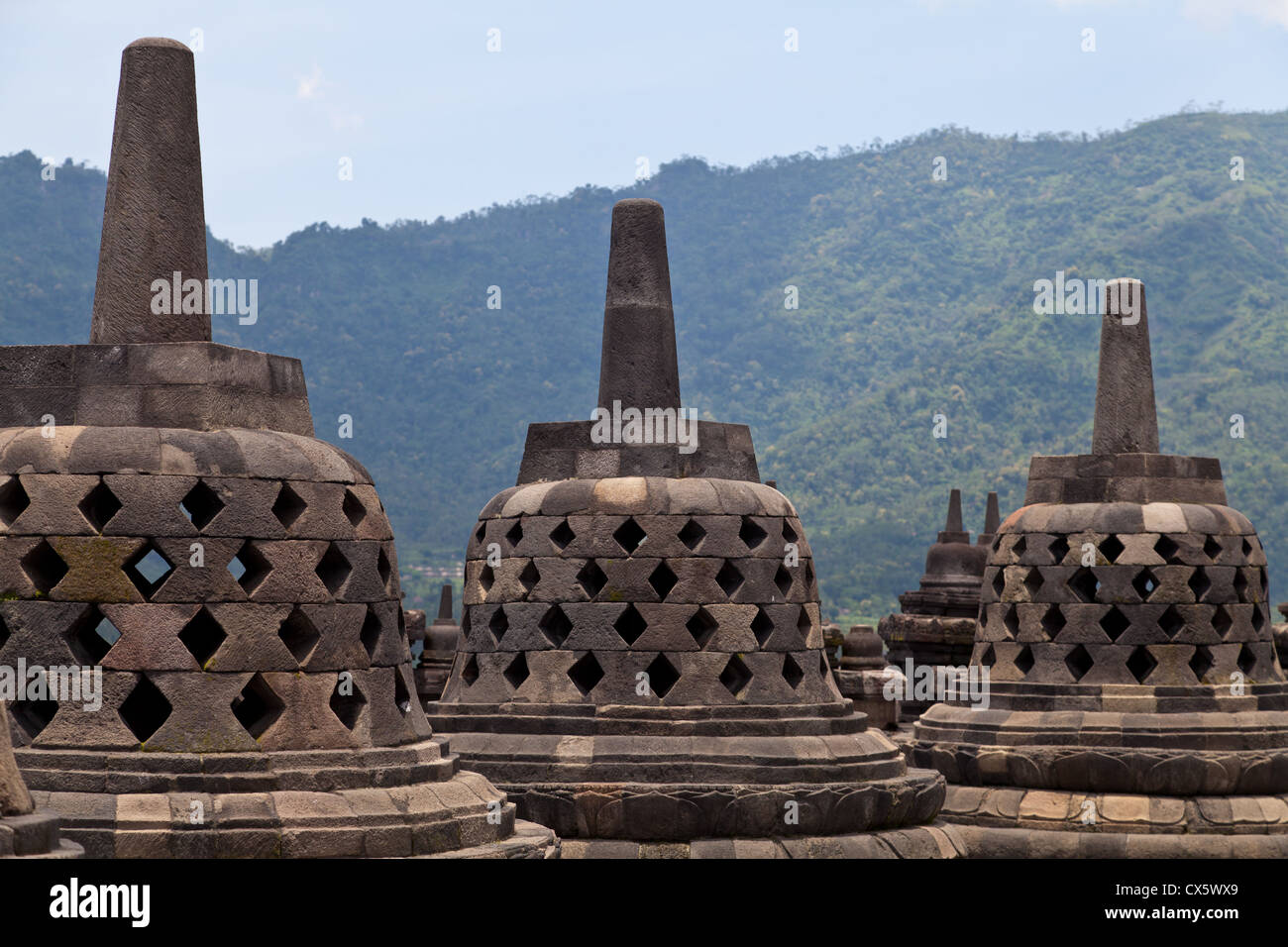 Stupas on the Buddhist Temple Borobudur in Indonesia Stock Photo - Alamy