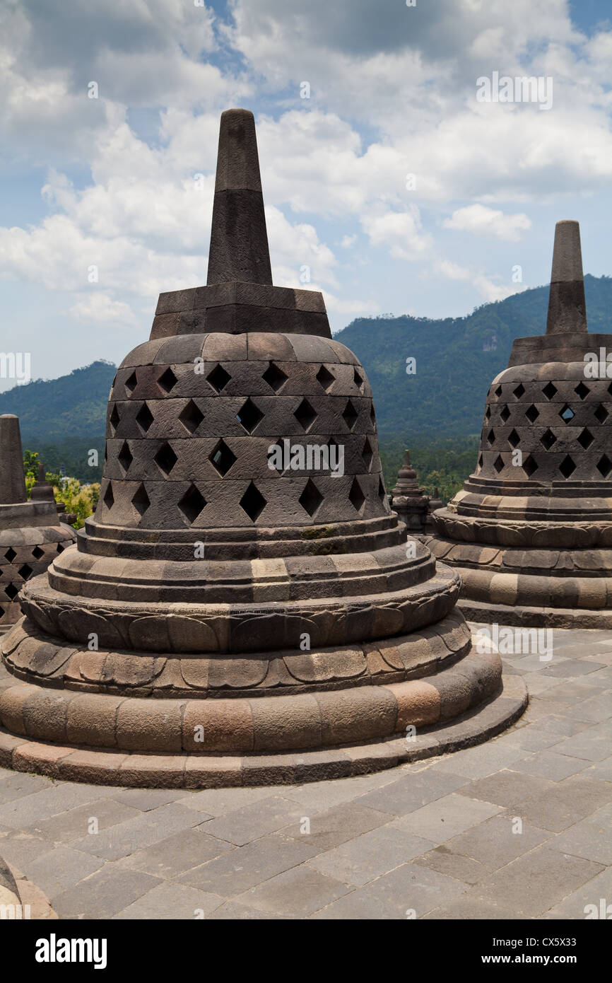 Stupas on the Buddhist Temple Borobudur in Indonesia Stock Photo - Alamy