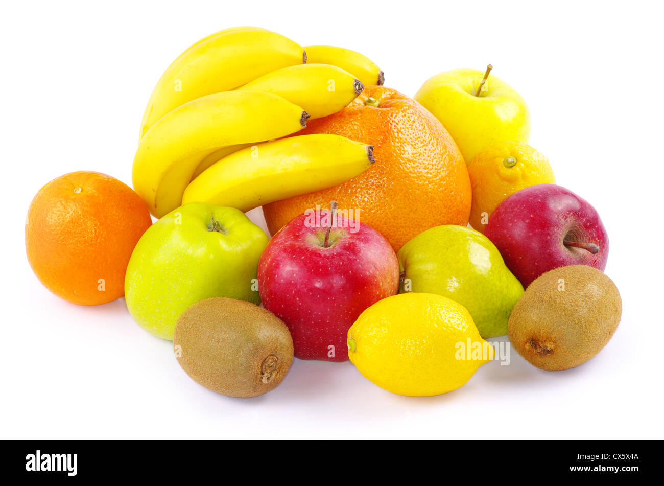 Composition with fruits isolated on white Stock Photo - Alamy