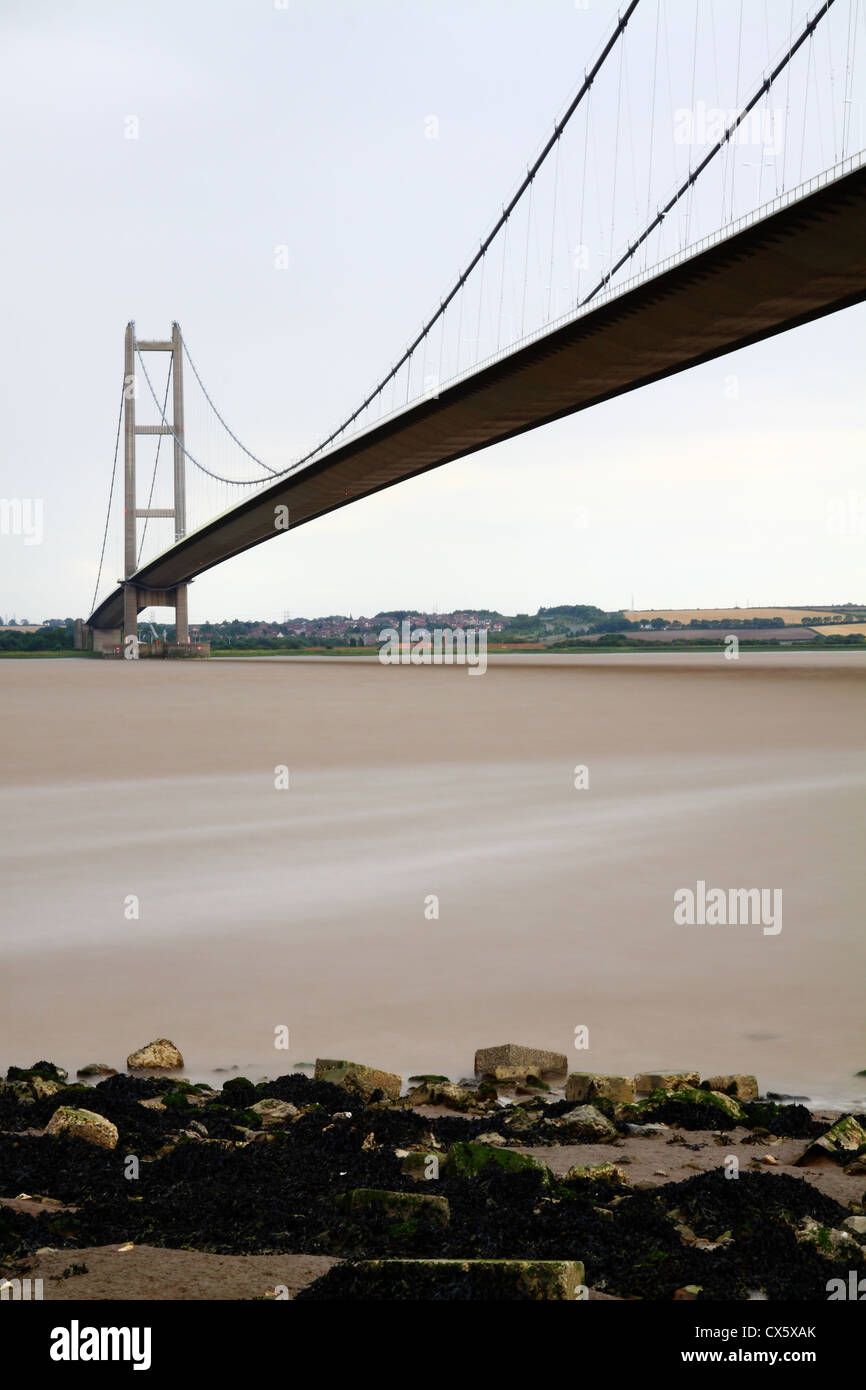 Humber Bridge from river bank Stock Photo - Alamy