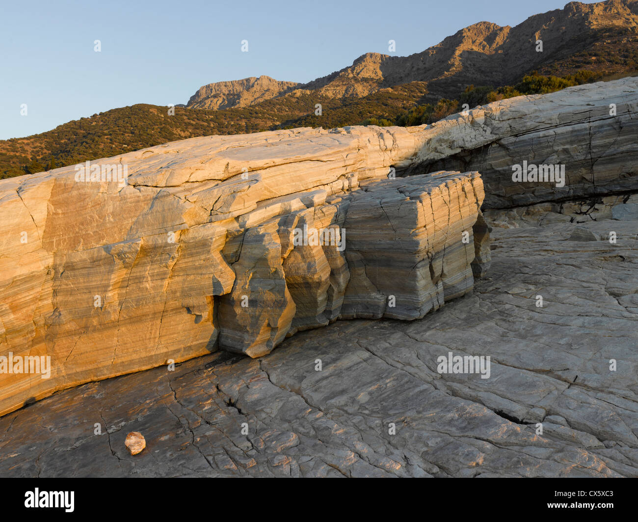 Volcanic rock strata, Ikaria island, Greece Stock Photo - Alamy