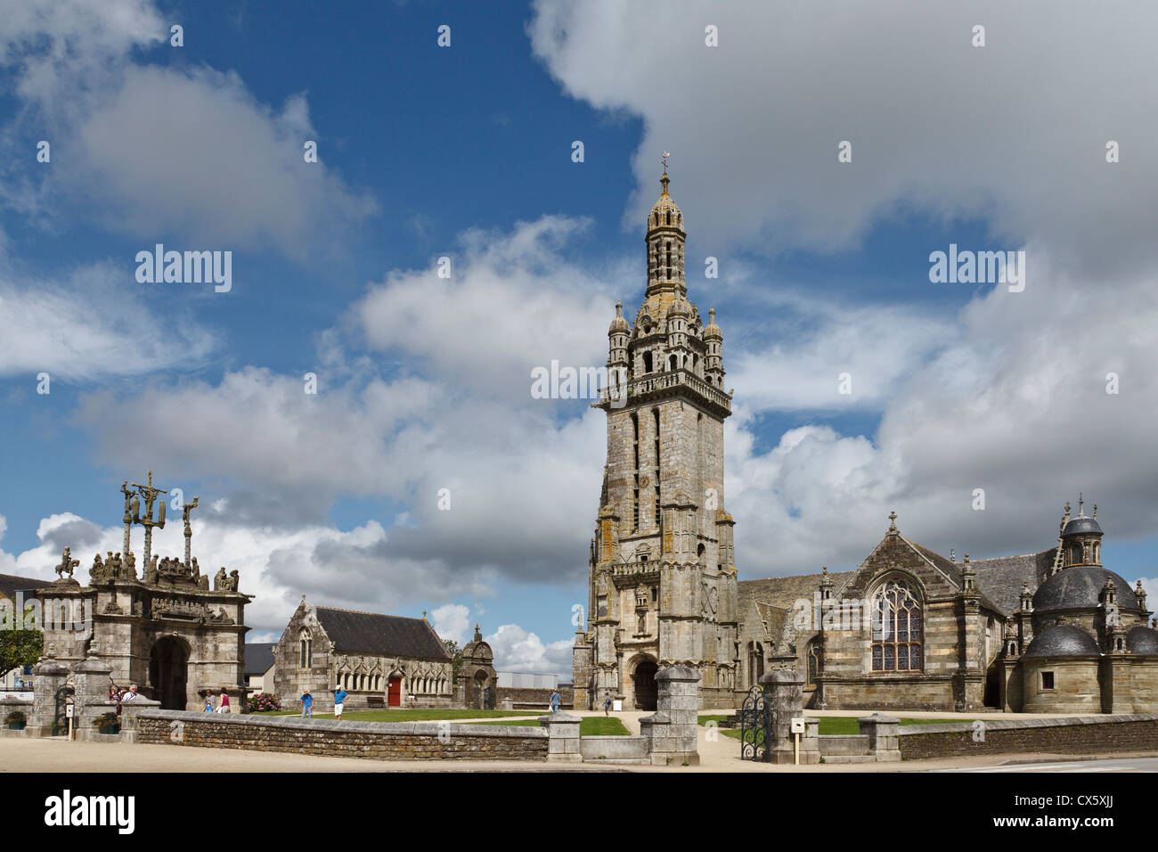 The parish church and calvary at Pleyben, Finistère, Brittany, France ...