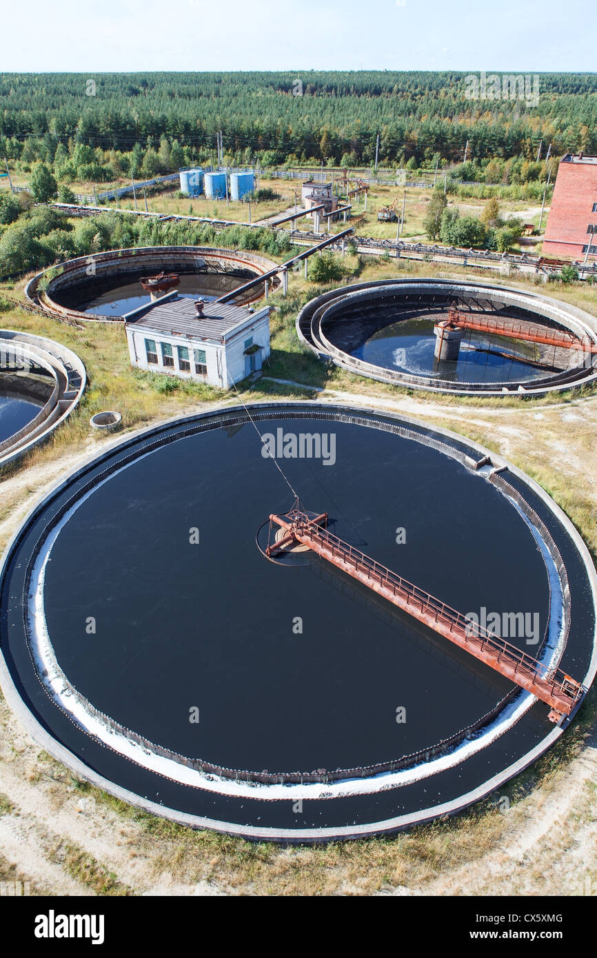 Huge circular sedimentation tank Water settling, purification in the ...