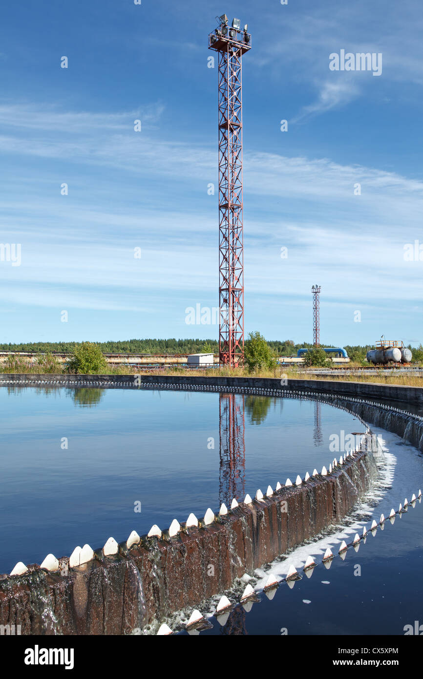 Sewage treatment plant with water overflowing from recycling tank Stock ...