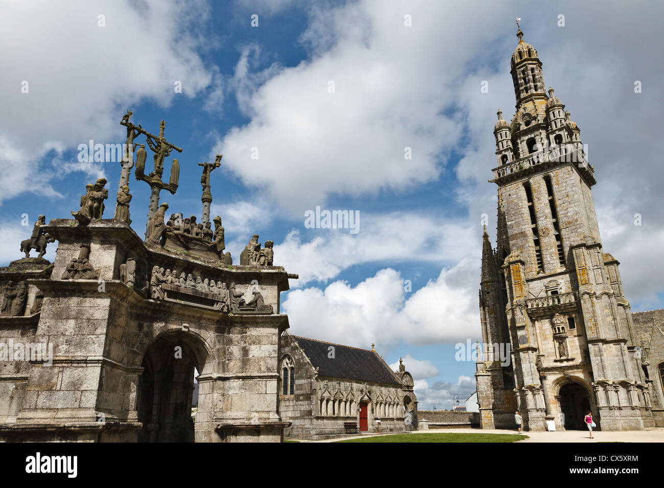 The parish church and calvary at Pleyben, Finistère, Brittany, France ...