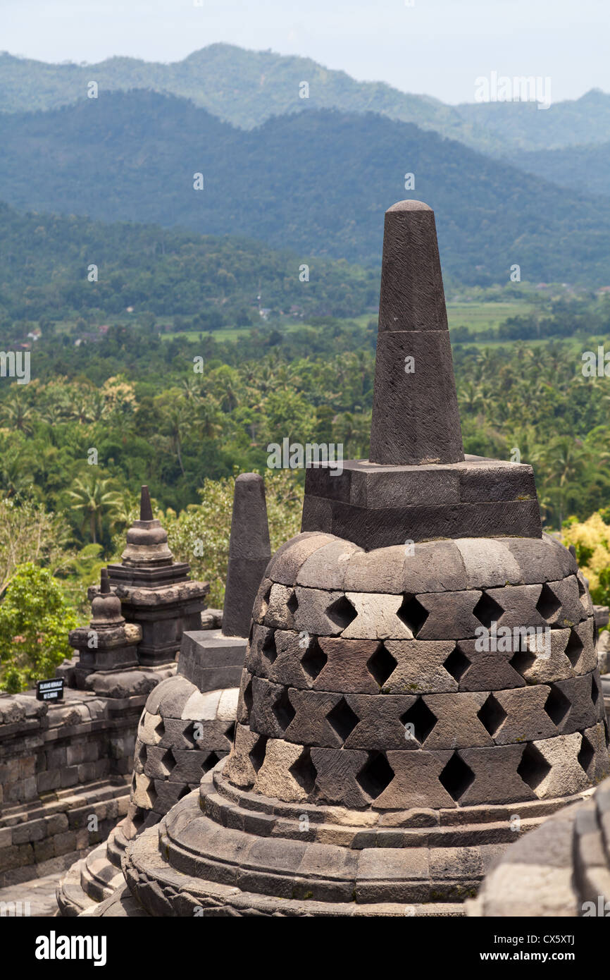 Stupas on the Buddhist Temple Borobudur in Indonesia Stock Photo - Alamy