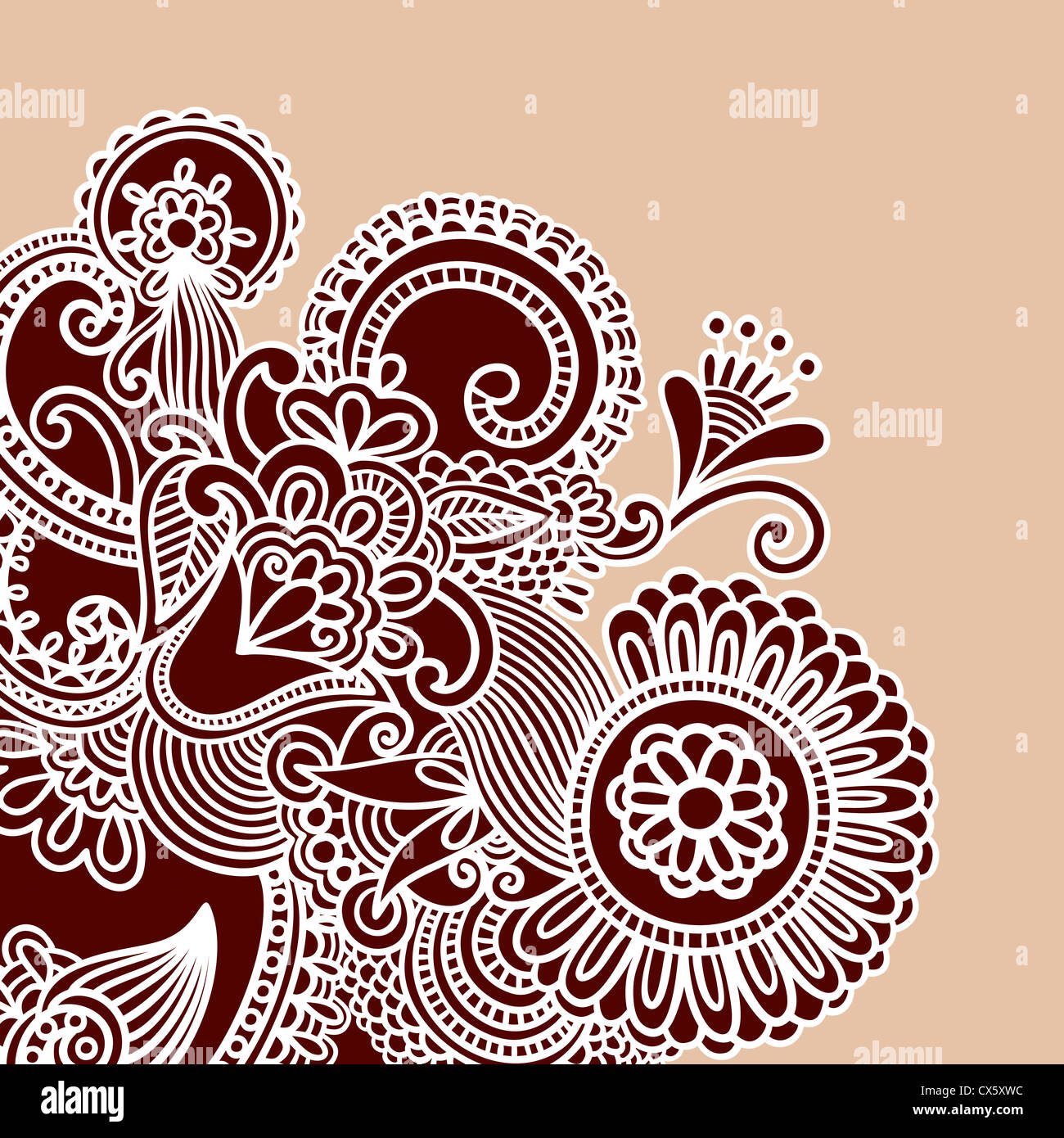 Hand-Drawn Abstract Henna Doodle Illustration Design Element Stock ...