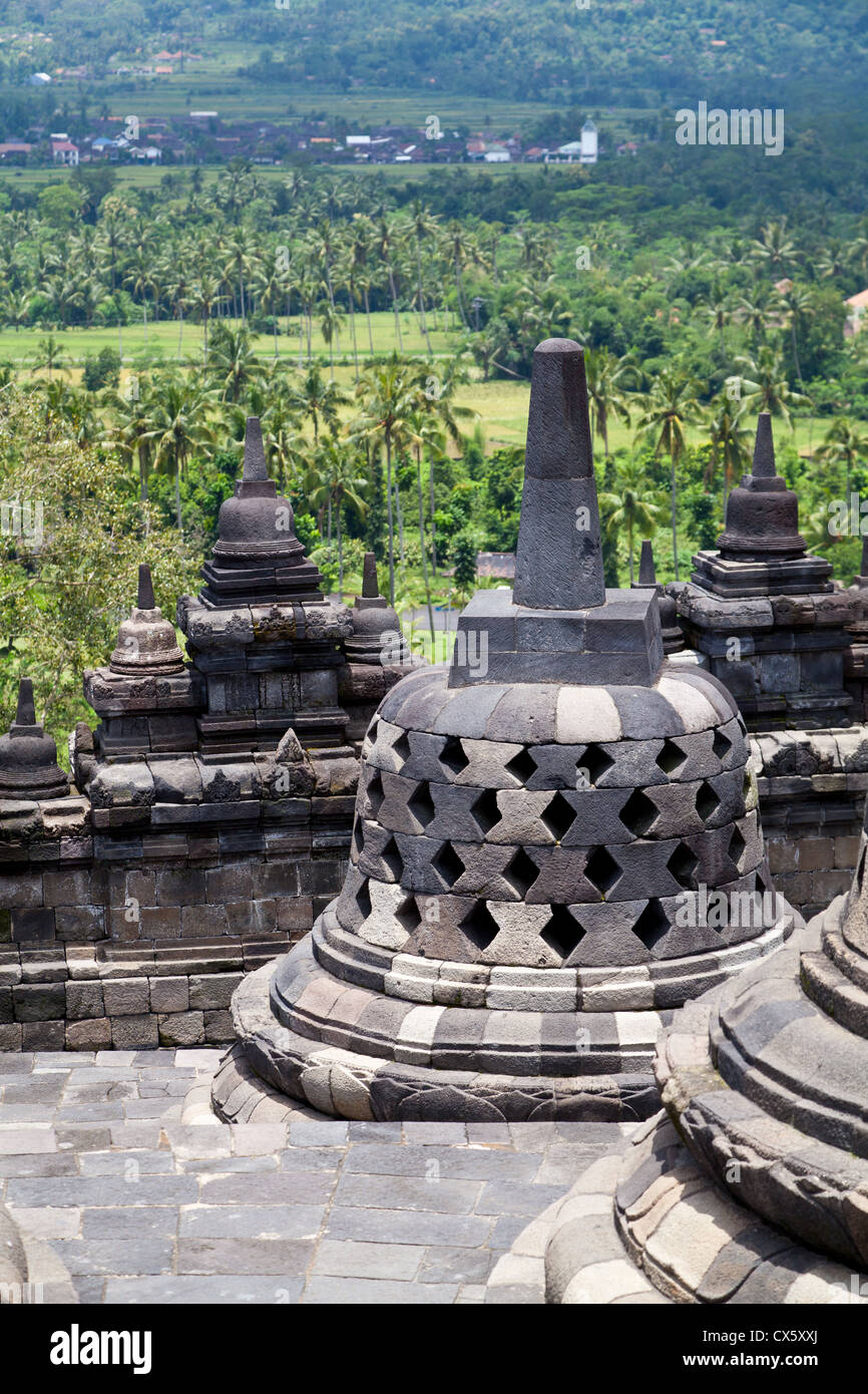 Stupas on the Buddhist Temple Borobudur in Indonesia Stock Photo - Alamy