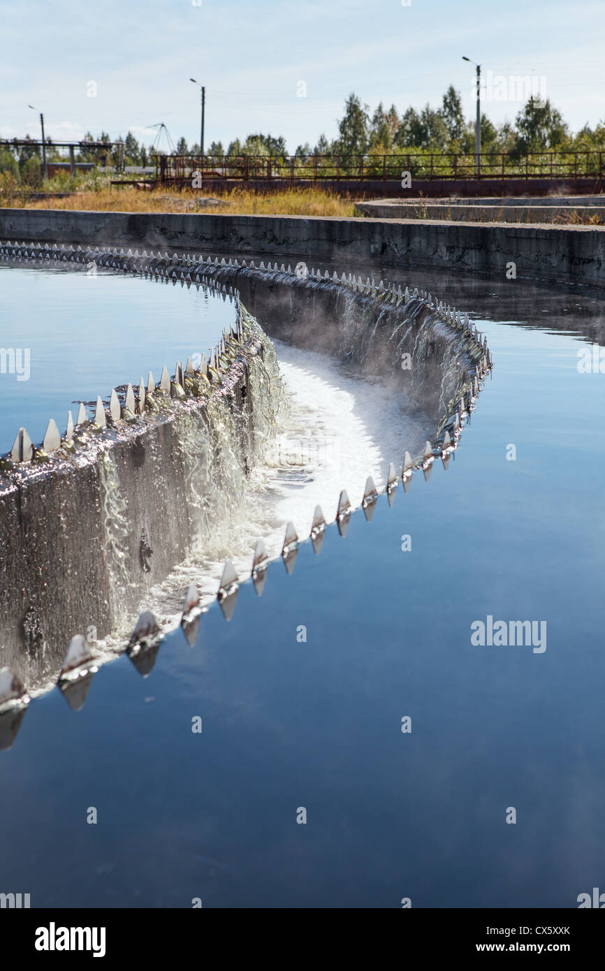 Water purification in sedimentation reservoirs. Sewage treatment plant ...